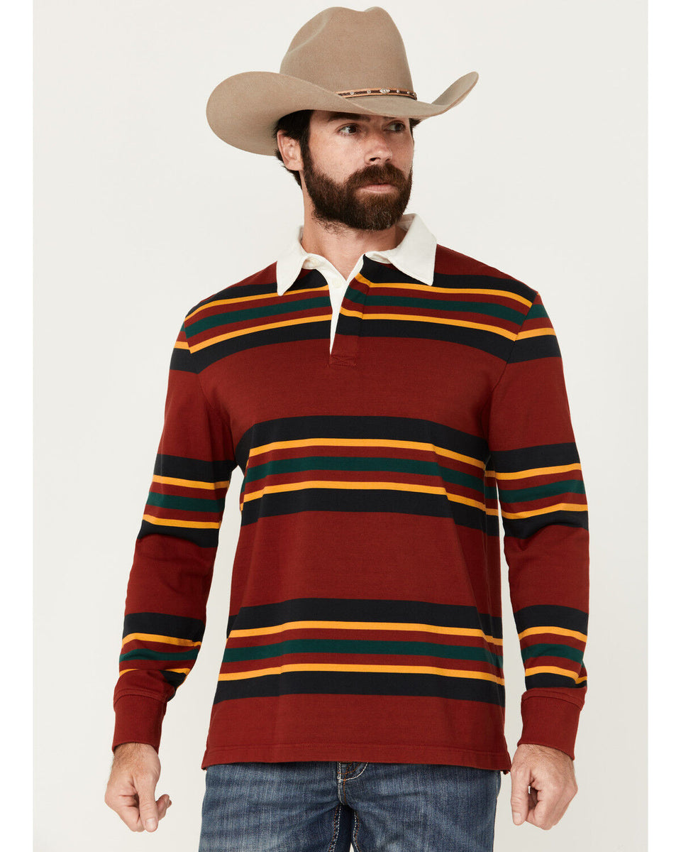 Pendleton Men's Decker Rugby Striped Long Sleeve Polo Shirt ...
